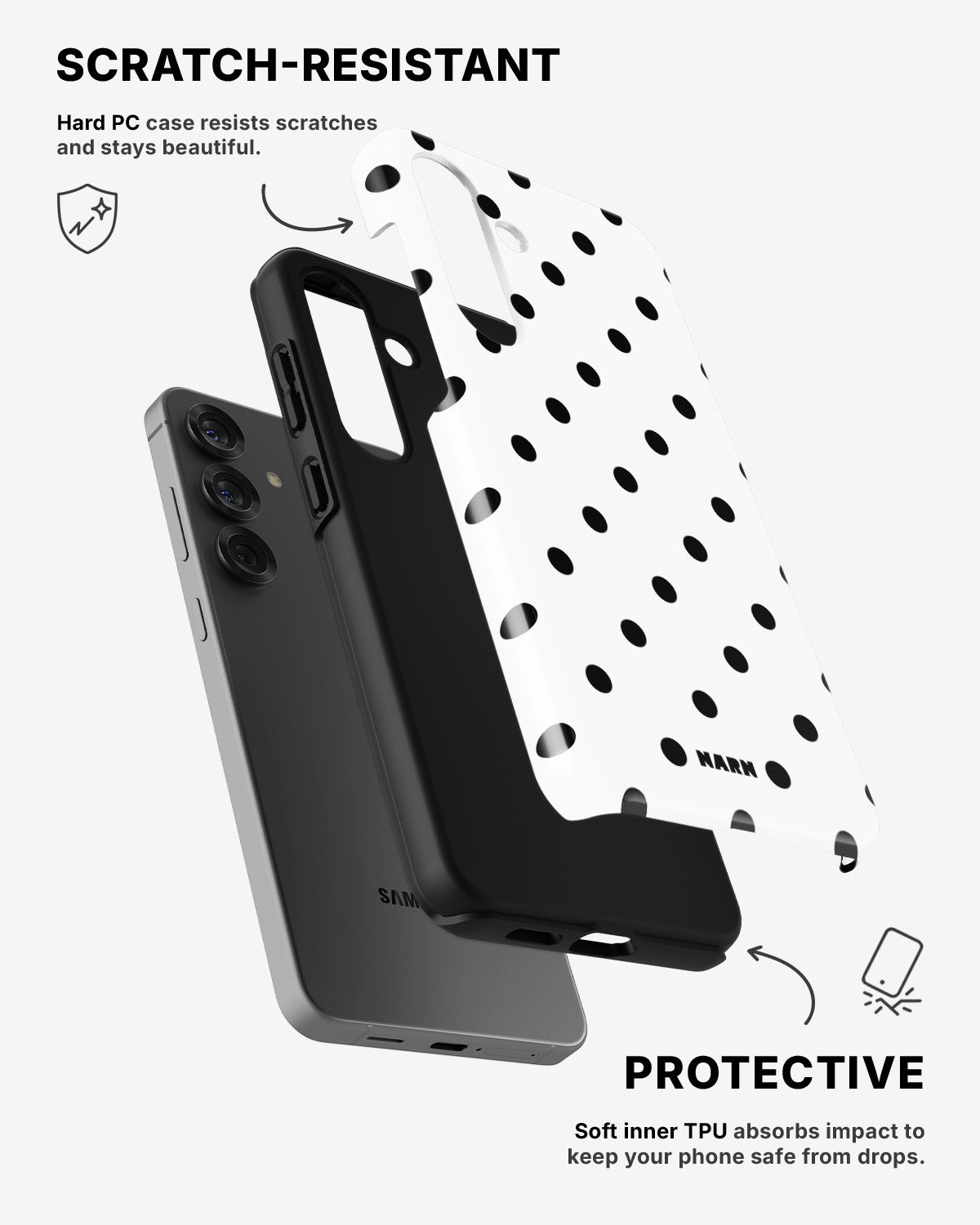 Samsung Galaxy A36 Tough Case in Mono Dots | NARN